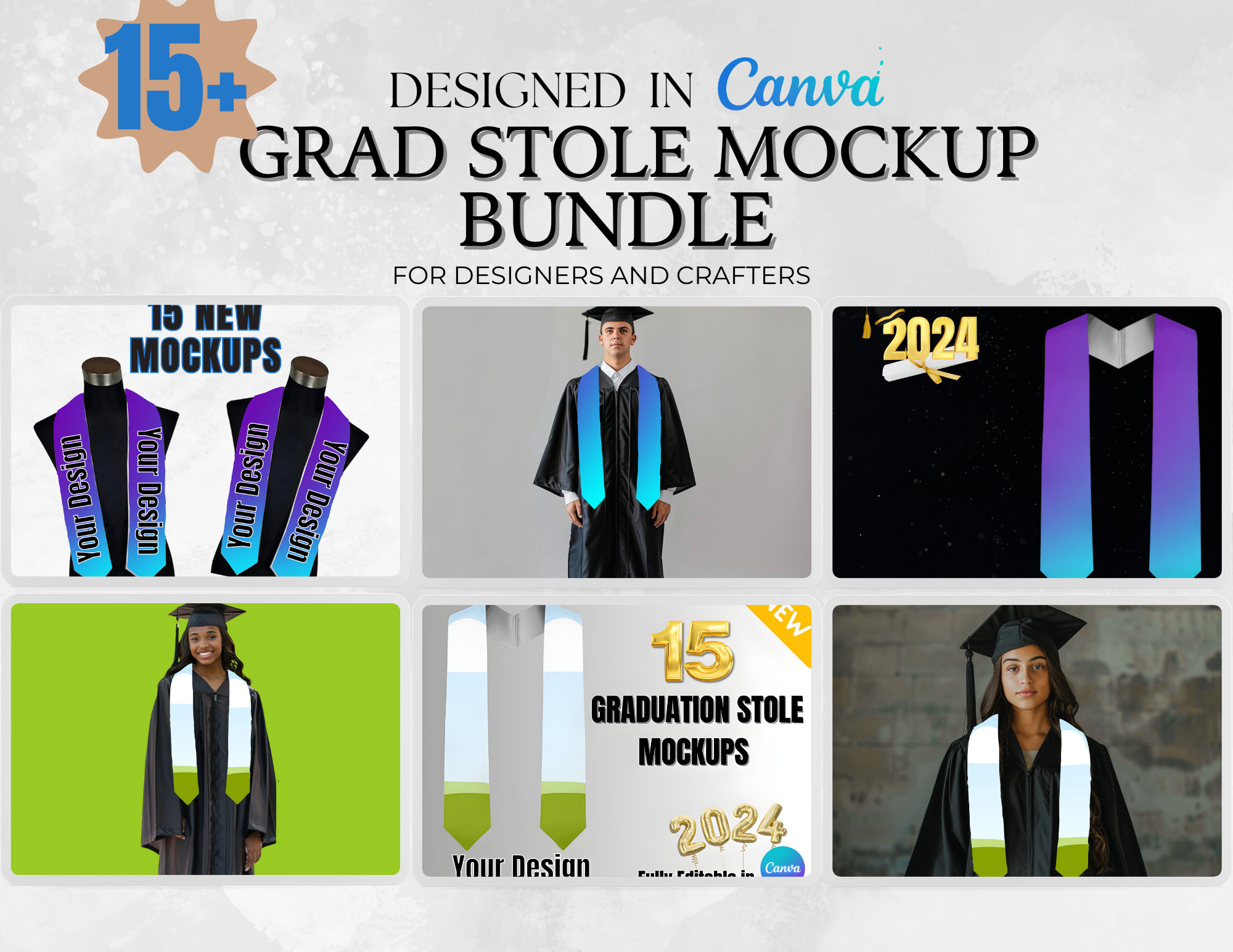 15 Graduation Stole Canva Frames and Mockups, Graduation Sash Mockups ...