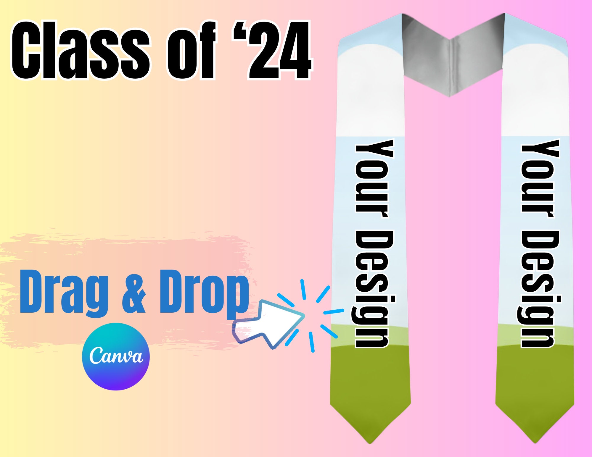 15 Graduation Stole Canva Frames and Mockups, Graduation Sash Mockups ...