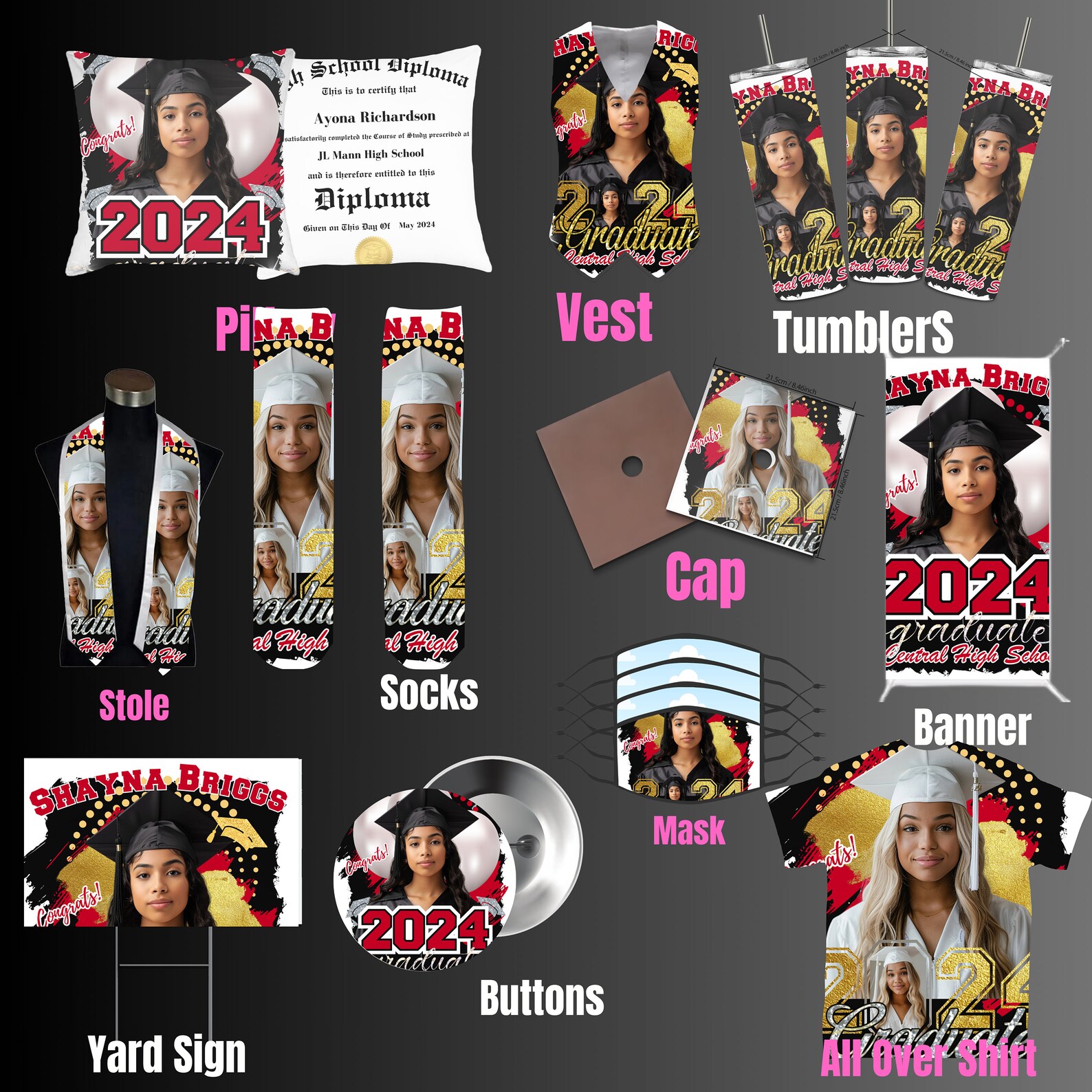 2024 Graduation Bundle Mockup Templates, Graduation Stole, Canva Mockup ...