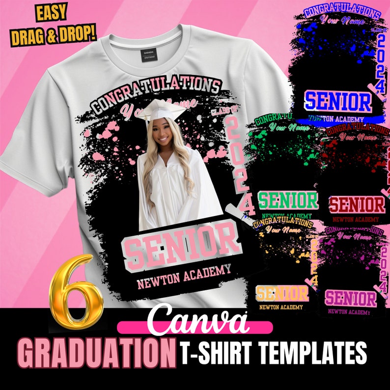 Custom Graduation Shirt Template Bundle, Graduation T Shirt Design, Editable Canva Template ...