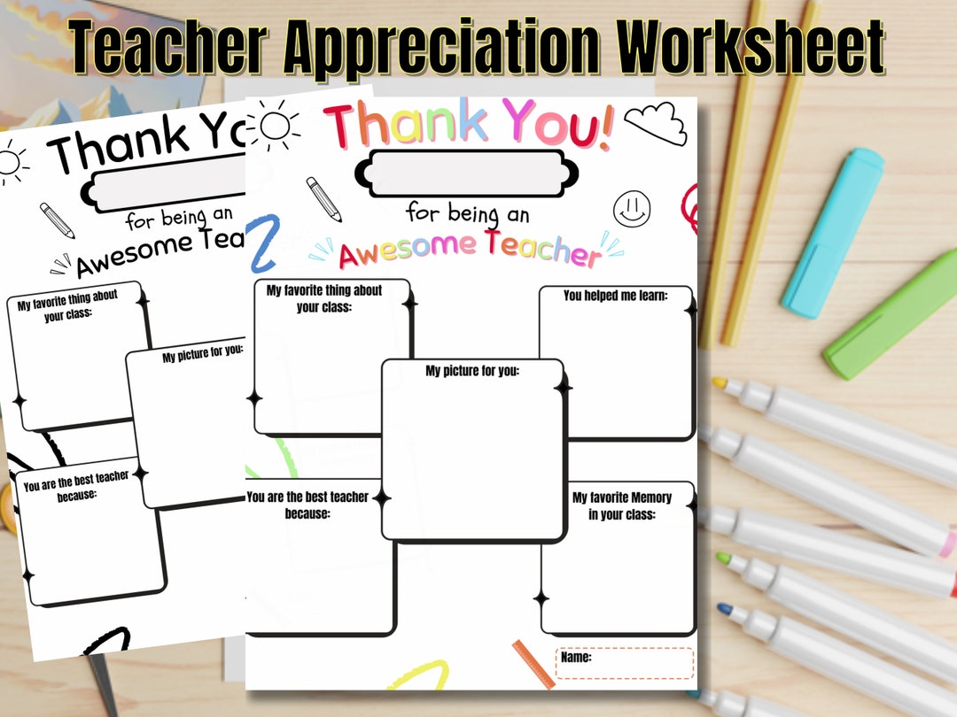 Teacher Appreciation Downloadable Worksheet Teacher Appreciation Week ...