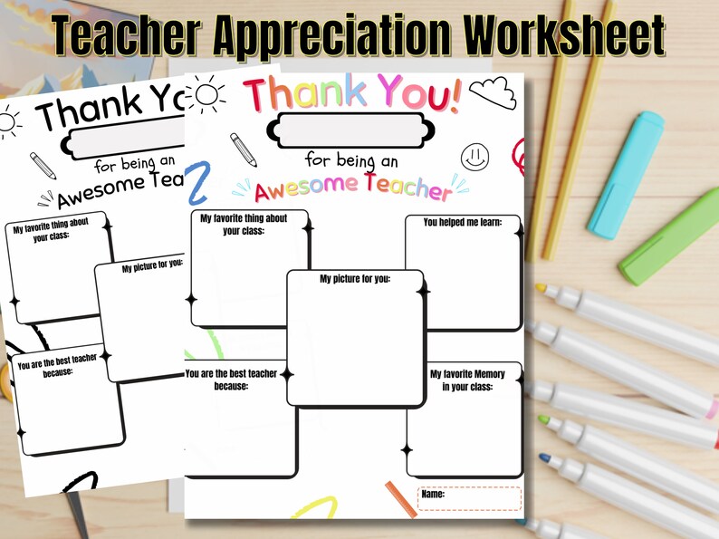 Teacher Appreciation Downloadable Worksheet Teacher Appreciation Week ...