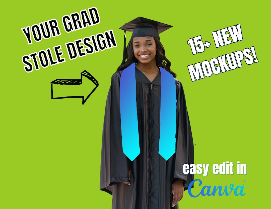 15 Graduation Stole Canva Frames and Mockups, Graduation Sash Mockups ...