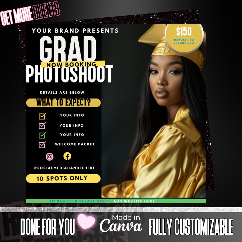 Graduation Photoshoot Flyer, Photographer Prom Flyer, Graduation Photos ...