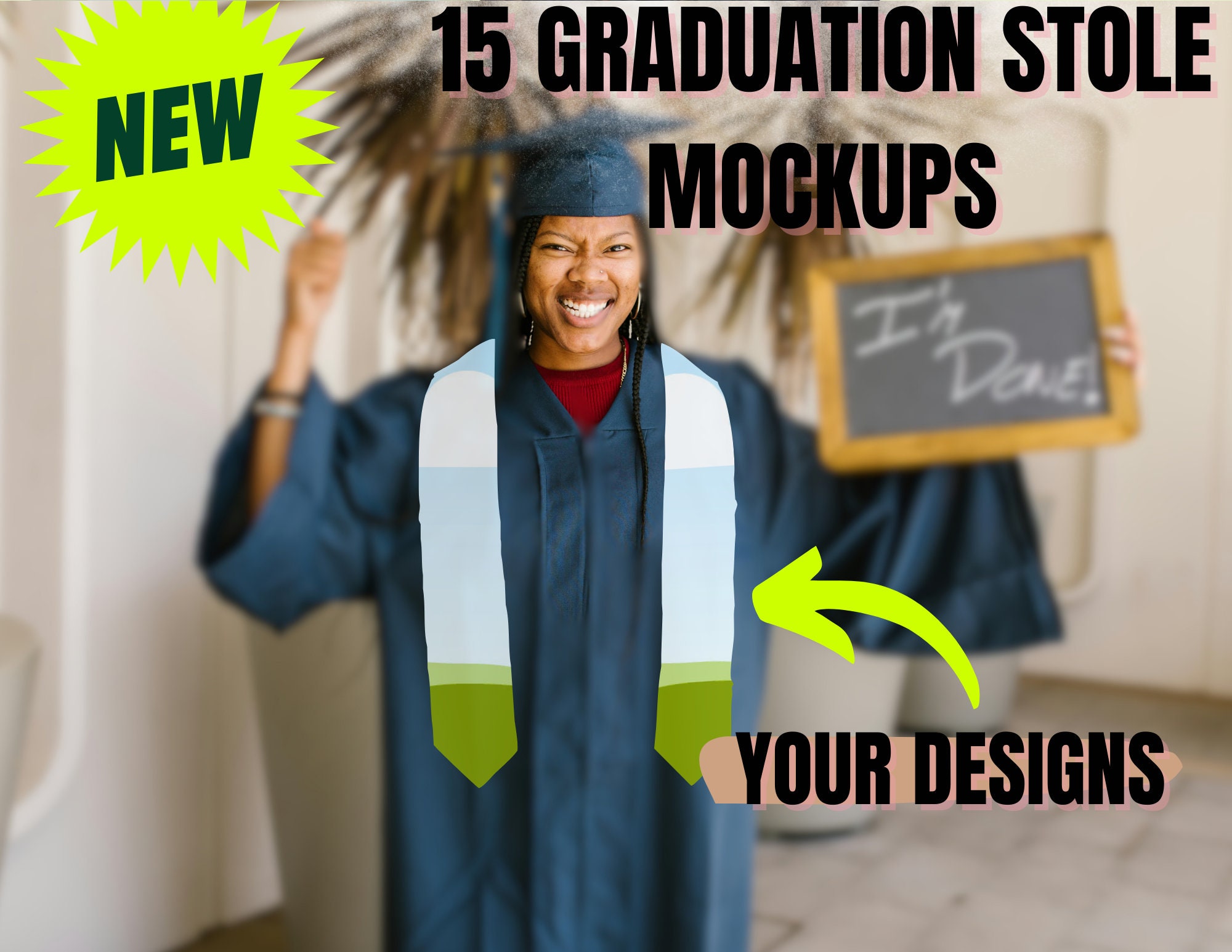 NEW 2024 Graduation Stole Mockup Bundle, 15 Grad Sash Mockups, Editable ...