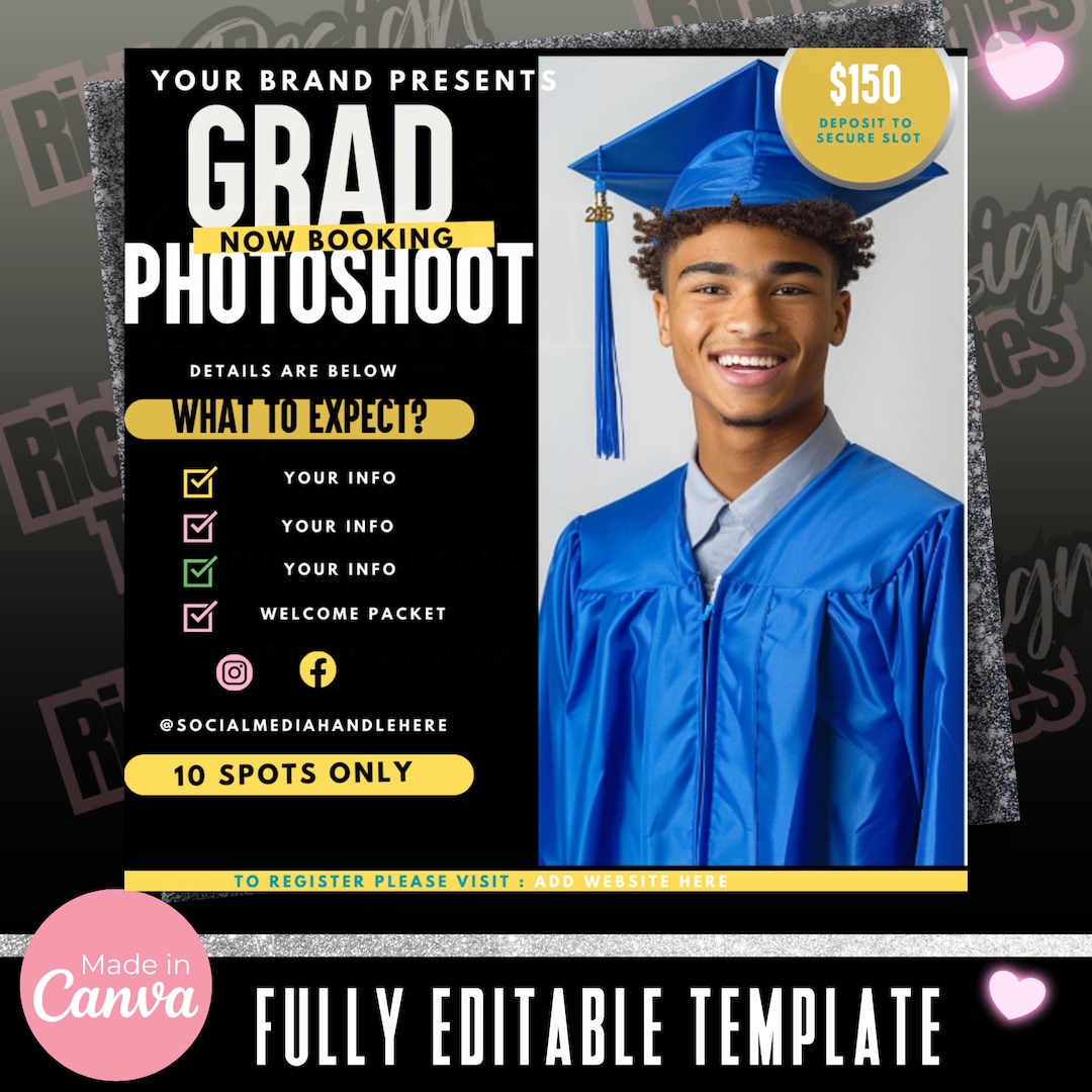 Graduation Photoshoot Flyer, Photographer Prom Flyer, Graduation Photos ...