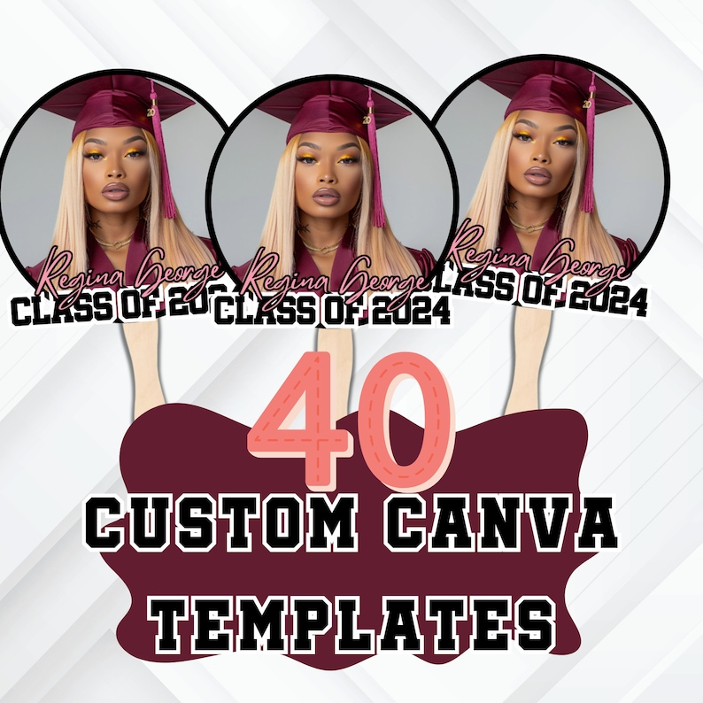 2024 Grad Paddle Fan Template Bundle, Custom Editable Graduation Fa N ...