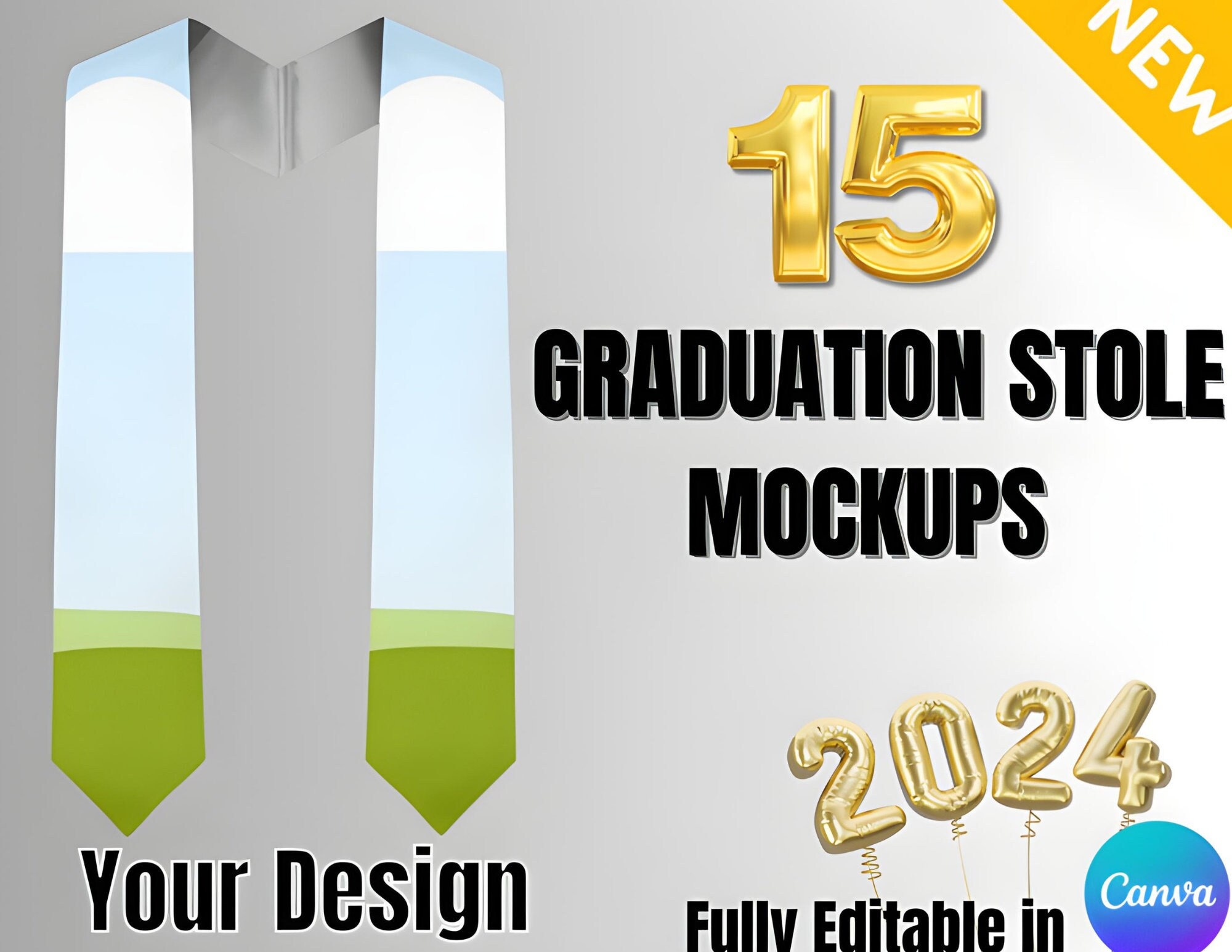 NEW 2024 Graduation Stole Mockup Bundle, 15 Grad Sash Mockups, Editable ...