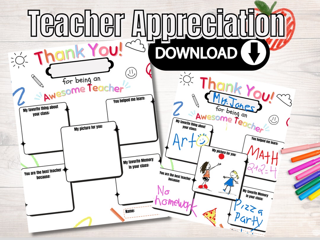 Teacher Appreciation Downloadable Worksheet Teacher Appreciation Week ...