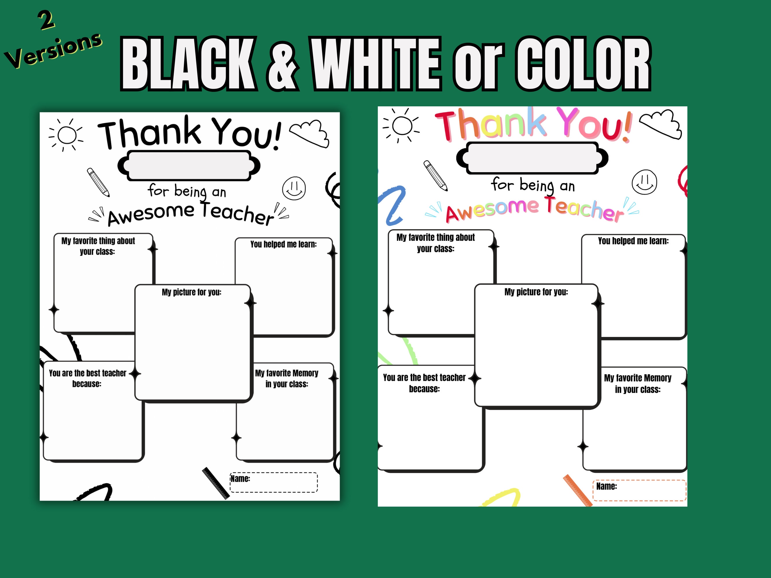 Teacher Appreciation Week Printable Worksheets, Thank You Gift for ...