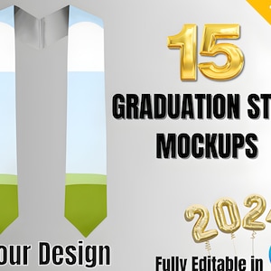 NEW 2024 Graduation Stole Mockup Bundle, Over 15 Graduation Sash ...