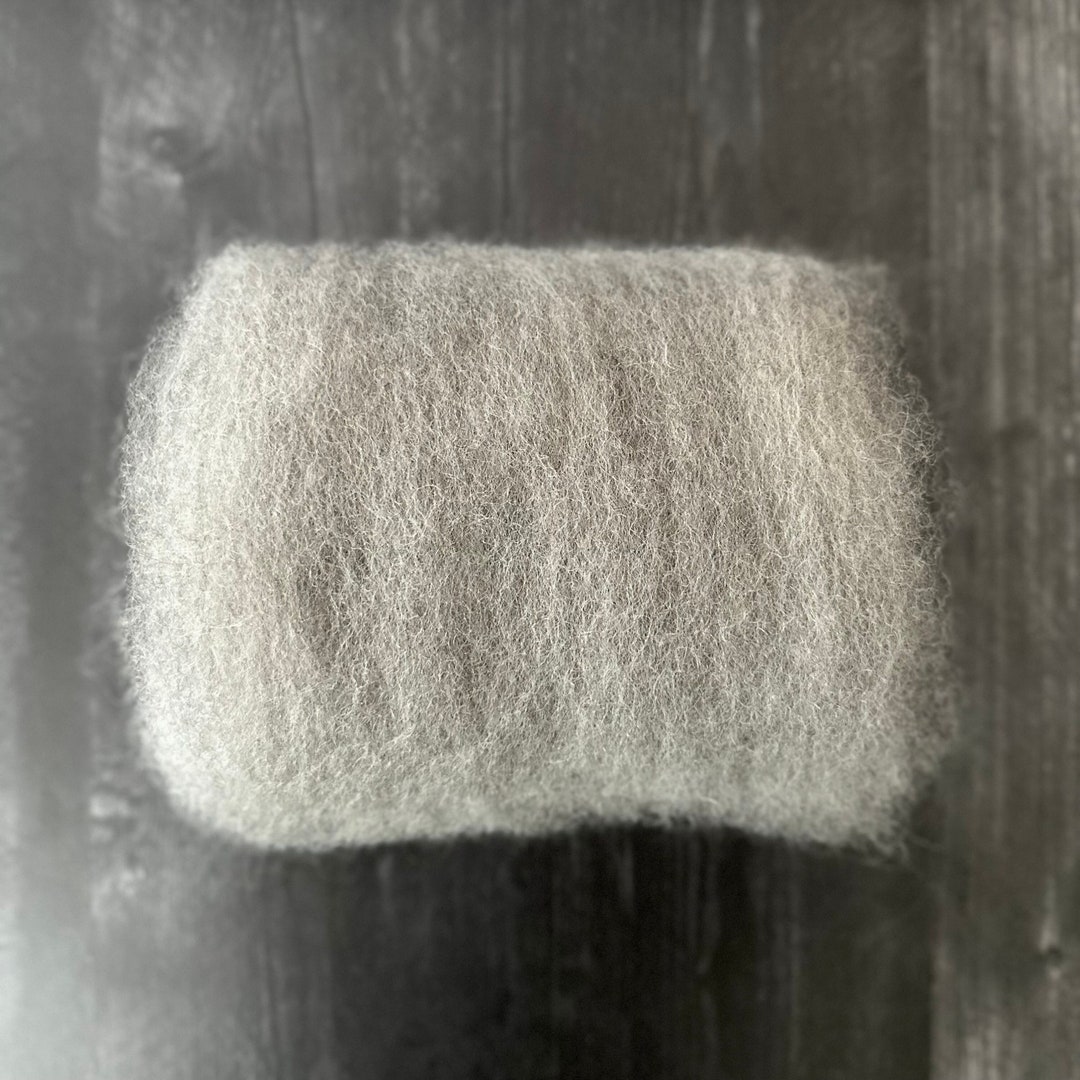 Coopworth Wool Fiber Batt for Spinning or Felting. Gray Naturally ...