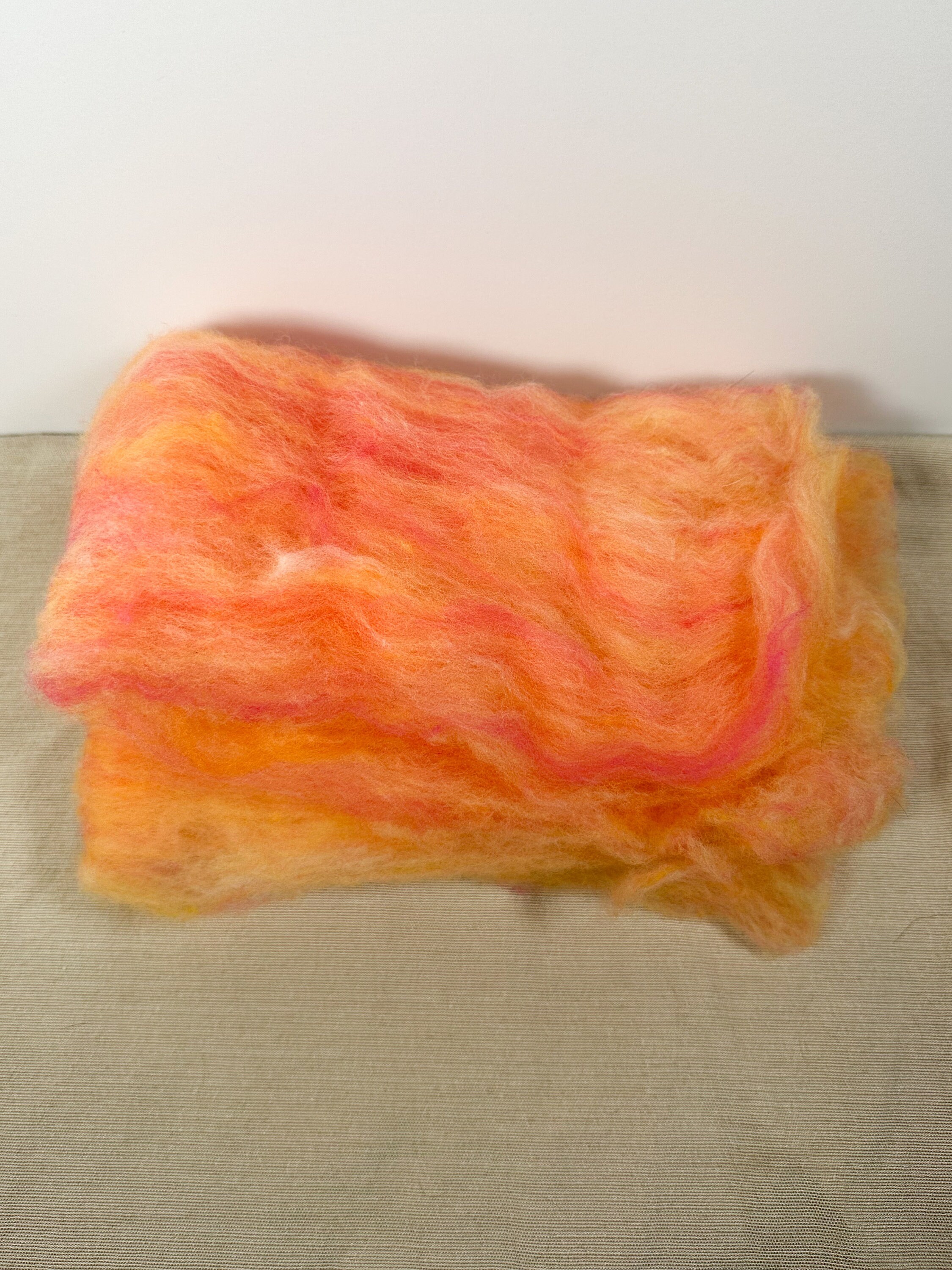 Mini Batt Orange and Pink Superwash Merino Wool Batt for Spinning ...