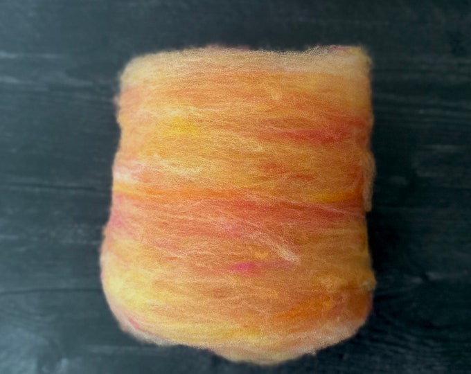 Mini Batt Orange and Pink Superwash Merino Wool Batt for Spinning ...