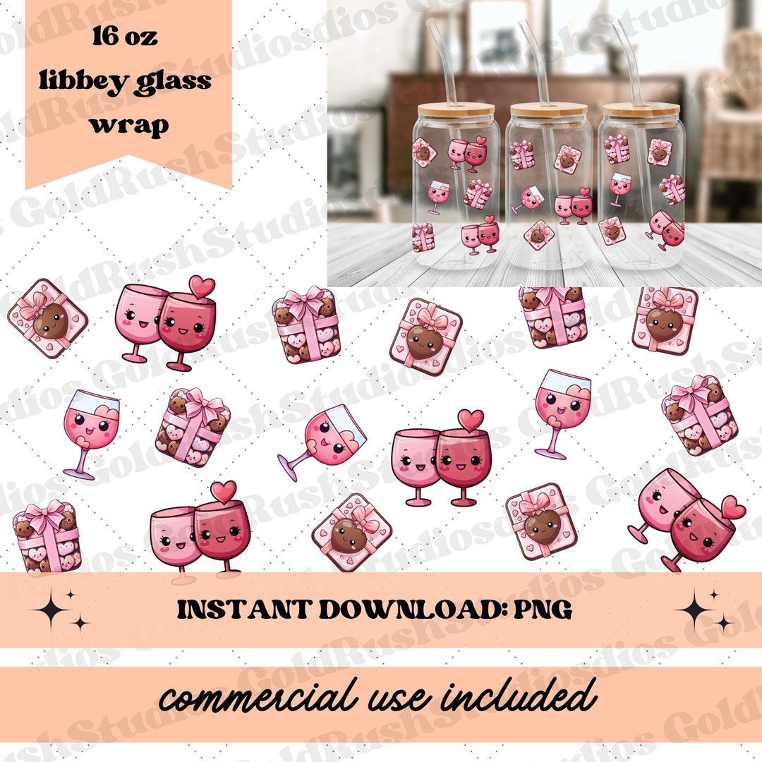 LIBBEY GLASS PNG, Valentine Cup Wrap, Coquette Aesthetic Libbey Wrap, Libby Glass Wrap, Kawaii ...