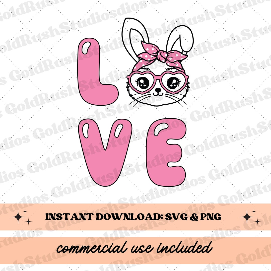Bunny Face Svg, Bunny Ears Svg, LOVE With Bunny Face, Bunny Face Png ...
