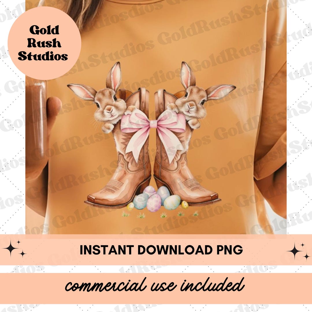 Western Easter Png, Easter Bunny Cowboy Boots Coquette Easter Png ...