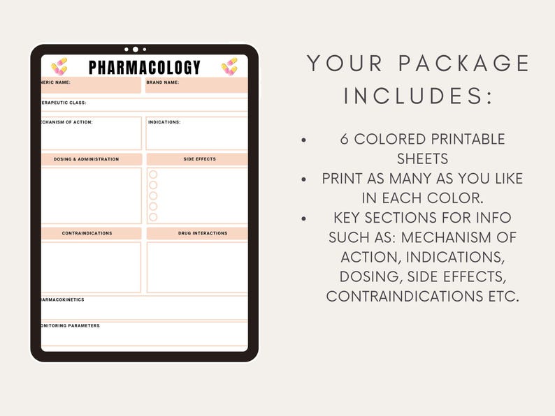 Pharmacology Study Template Printable , Pharmacology Nursing School ...