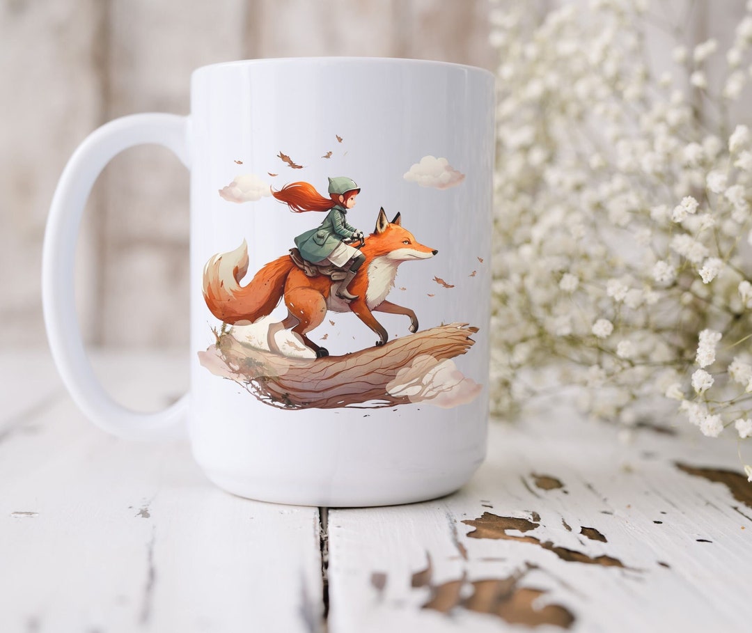 Cottagecore Fox Mug, Red Fox Forest Botanical Mug, Fox Lover Mug ...