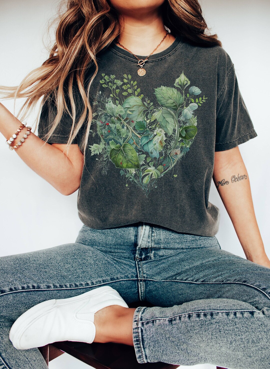 Forestcore Heart Shirt, Vintage Floral Shirt, Granola Girl, Forestcore ...