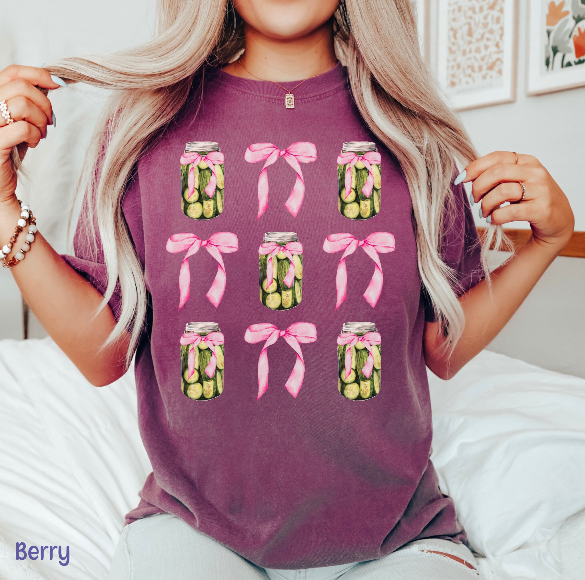 Coquette Pickle Shirt, Preppy Pink Bow Stuff, Coquette Top, Coquette ...