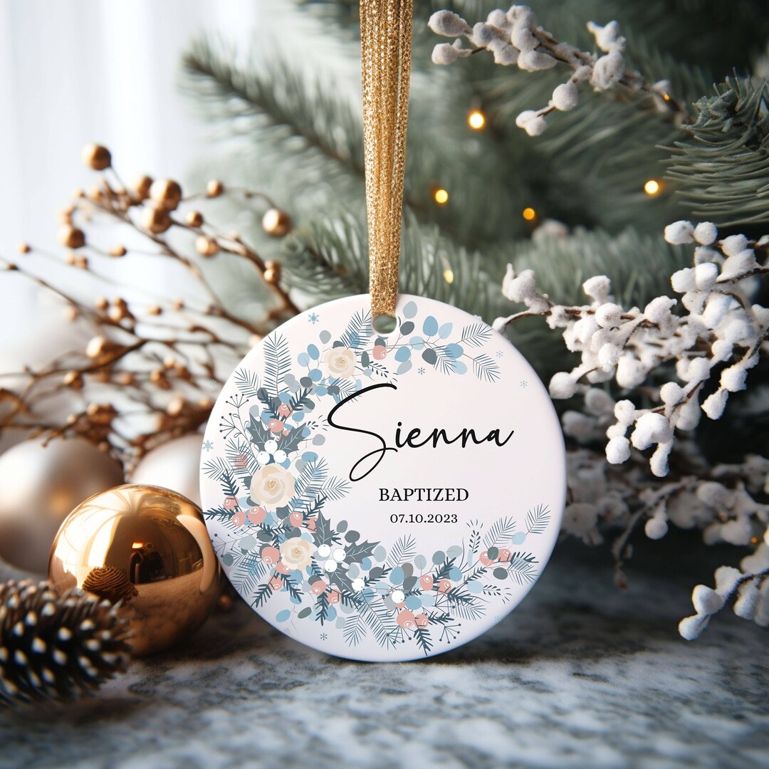 Customized Christian Baby Baptism Ornament, Personalised First Xmas ...
