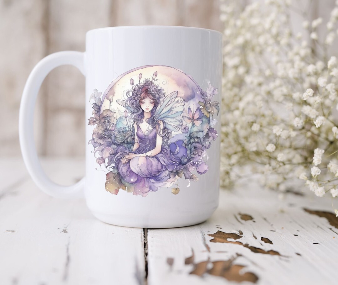 Purple Fairy Ceramic Mug, Fairy Tale Mug, Fairy Godmother Mug ...