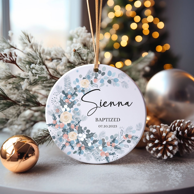 Customized Christian Baby Baptism Ornament, Personalised First Xmas ...