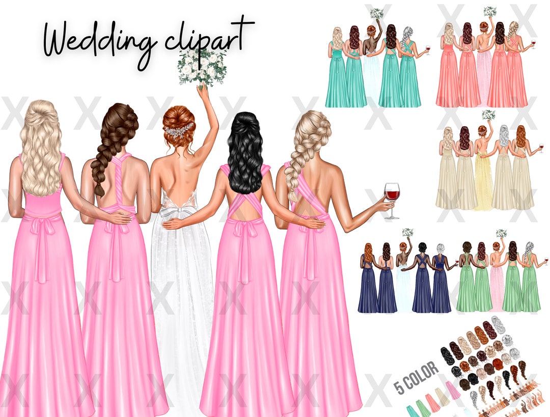 Bridesmaid Drawing,best Friend Clipart, Bridesmaid Gift, Instant ...