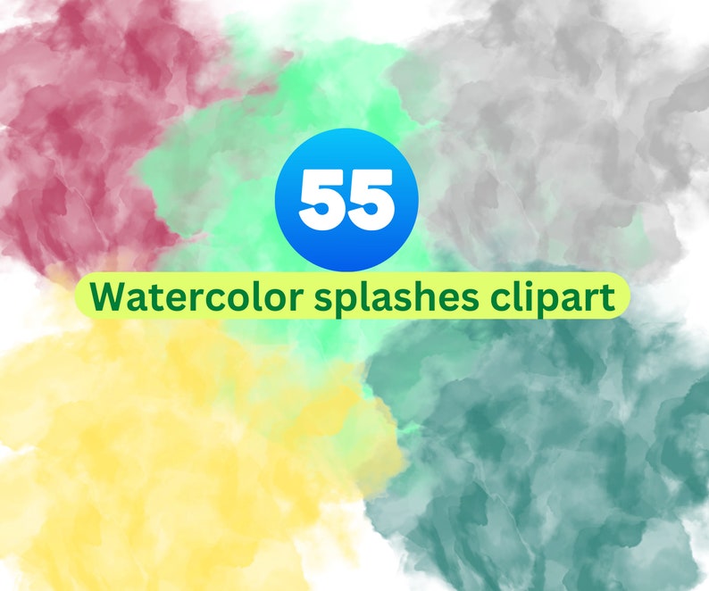 Watercolor Splashes Clipart Background PNG Clipart Splatter - Etsy
