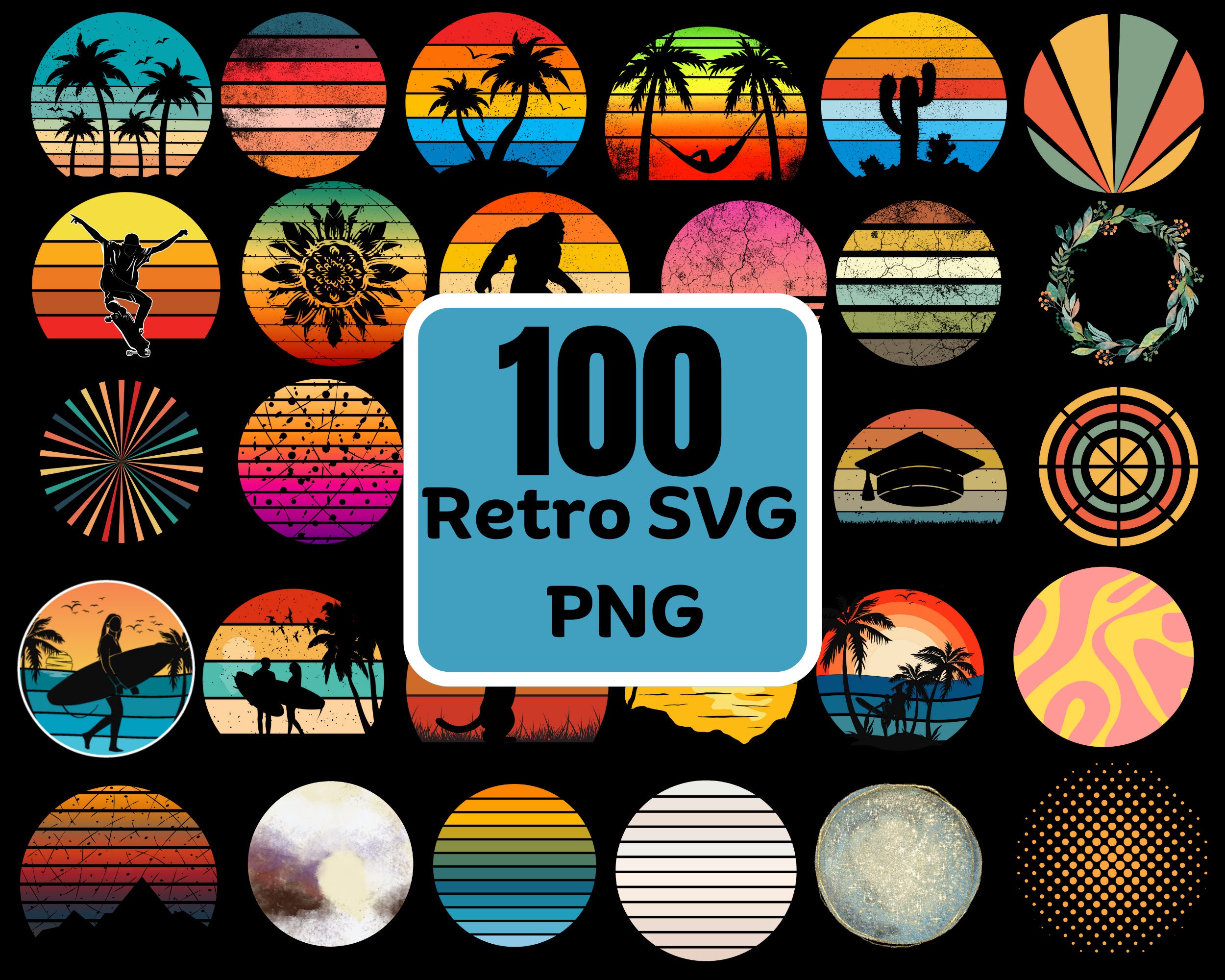 Retro Png Sublimation Retro Sunset Svg Retro Vintage Bundle - Etsy