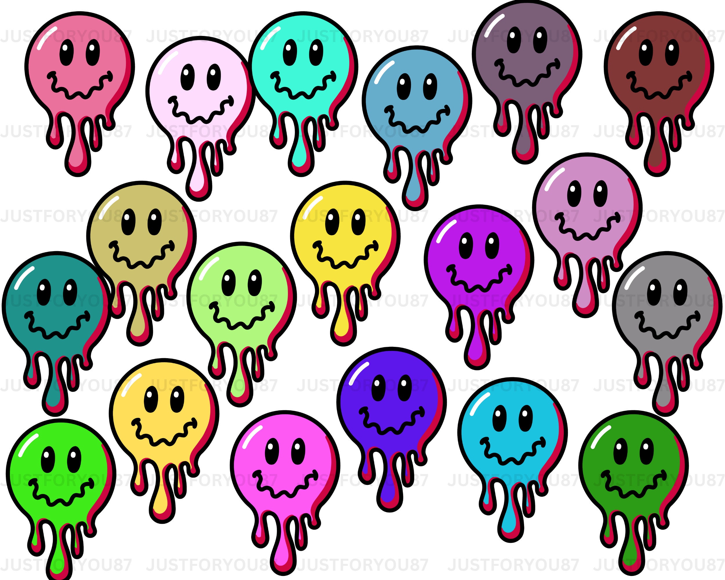 Smiley face svg drippy smiley svg melting smiley png - Etsy México