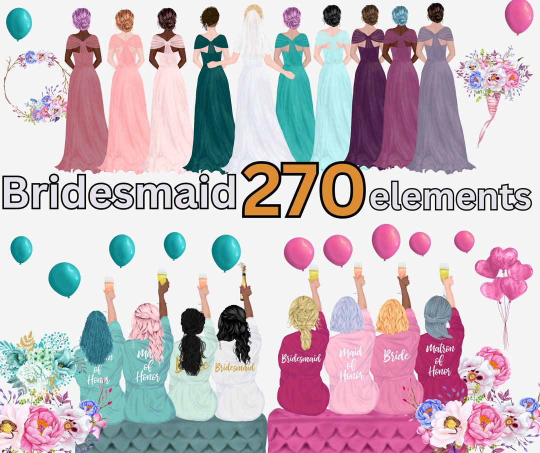 Bridesmaid Drawing,best Friend Clipart, Bridesmaid Gift, Instant ...
