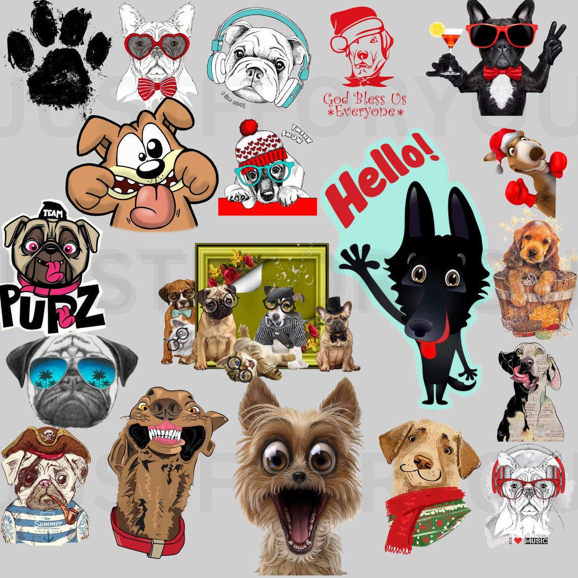Dog Png Bundle Crazy Dog Png Dogs Clipart Dogs Png Files - Etsy