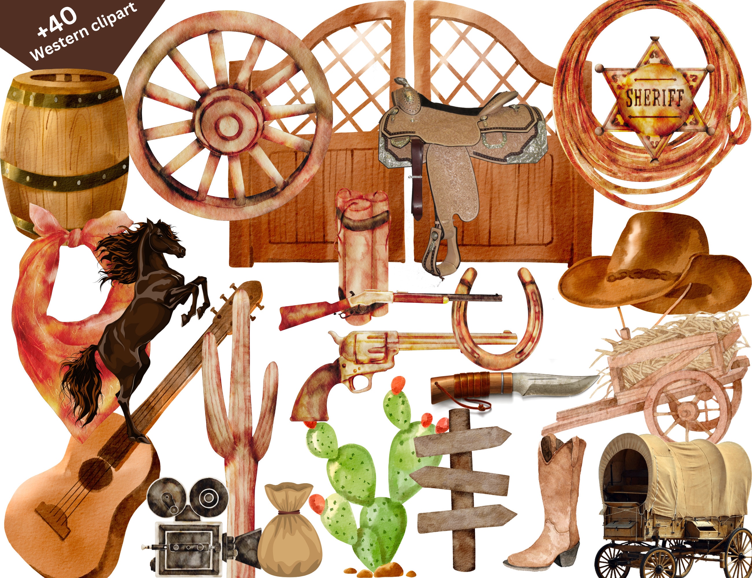 Western Cowboy Clip Art Vintage Western Clip Art Cowboy Clip - Etsy