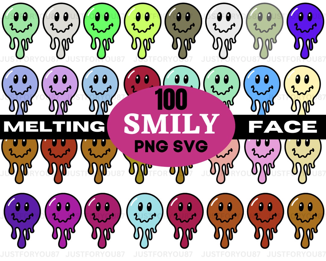 Smiley Face Svg, Drippy Smiley Svg, Melting Smiley Png, Digital ...