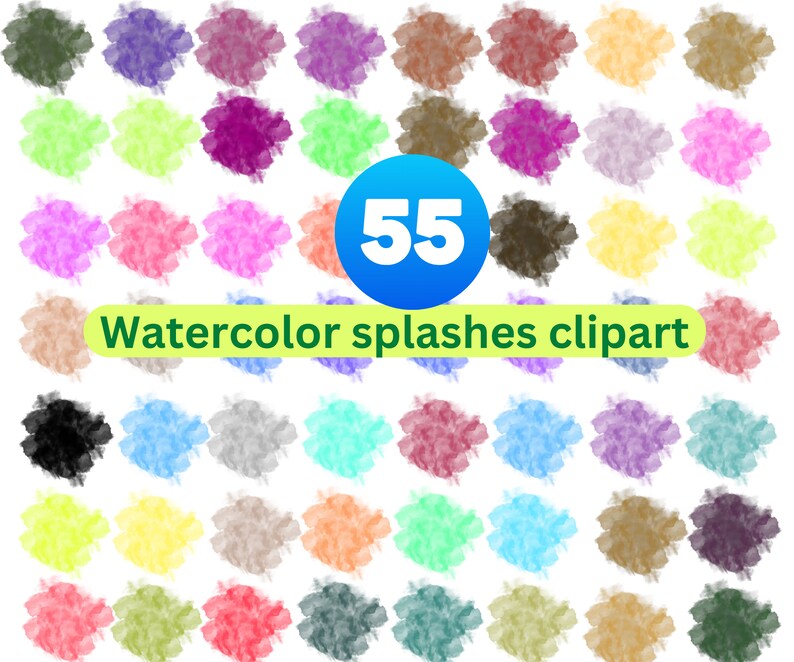 Watercolor Splashes Clipart Background PNG Clipart Splatter - Etsy
