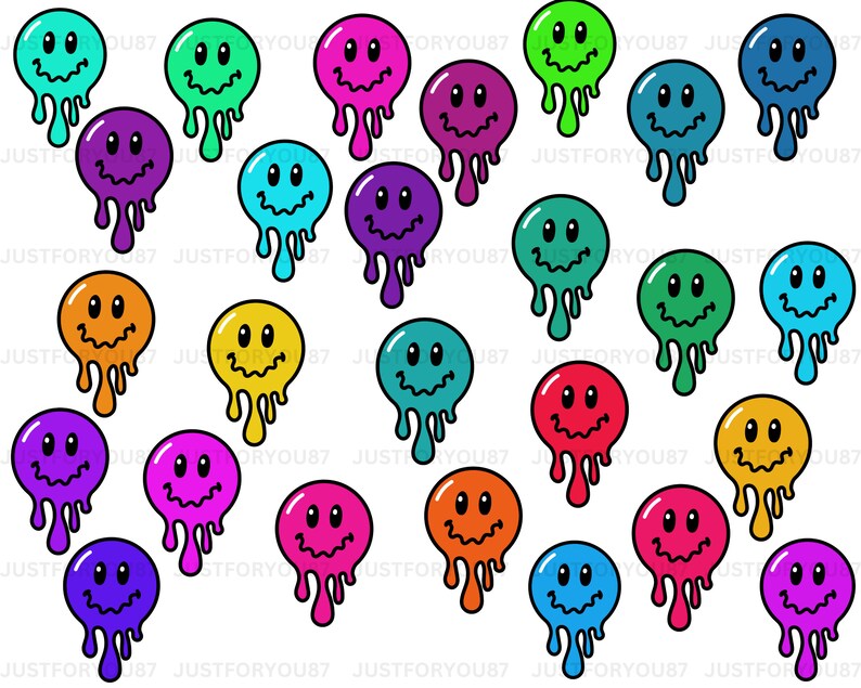 Smiley face svg drippy smiley svg melting smiley png - Etsy México