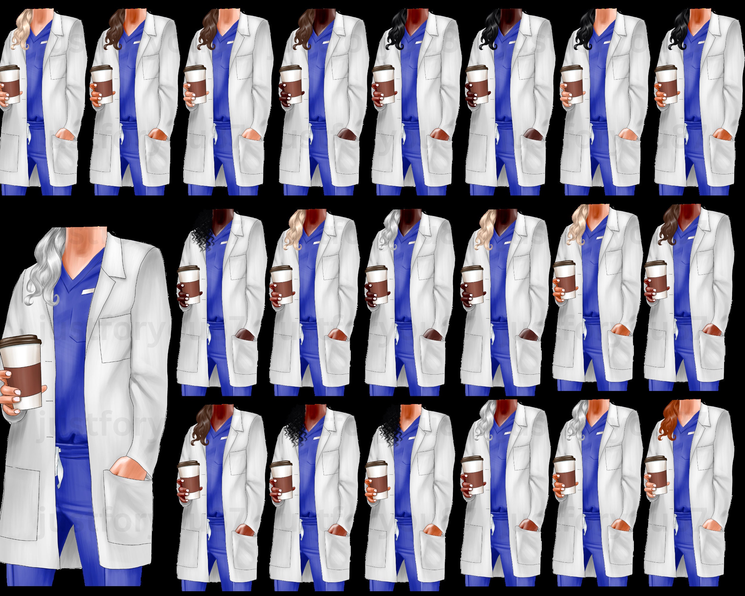 Nurses Gift Clip Art Nurse Png Bundle Doctor Nurse Clipart - Etsy