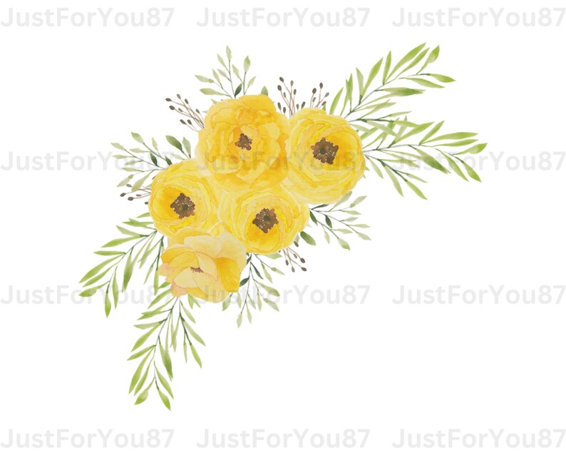 Yellow Roses Clipart Watercolor Flower Clipart Yellow - Etsy
