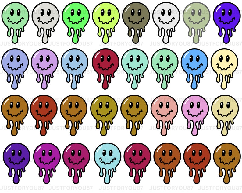 Smiley face svg drippy smiley svg melting smiley png - Etsy México