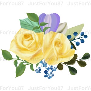 Yellow Roses Clipart Watercolor Flower Clipart Yellow Roses - Etsy