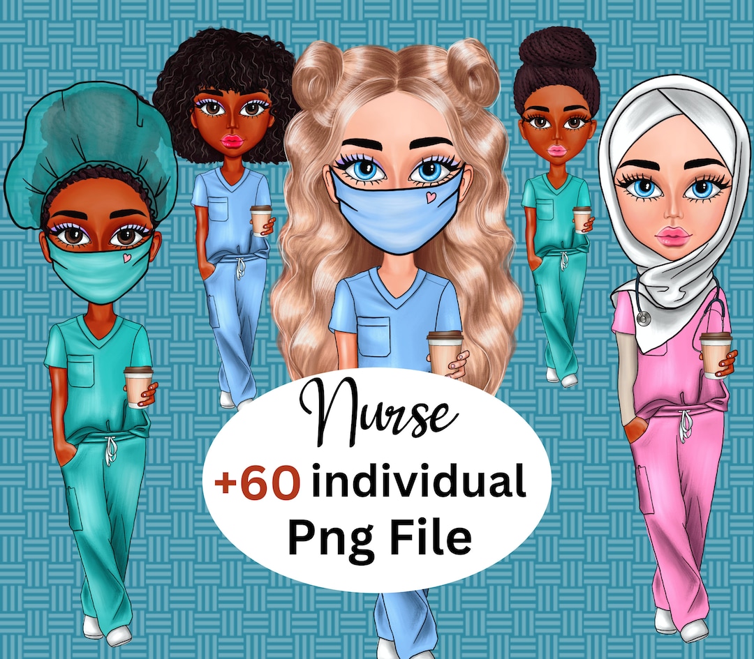 NURSES Gift Clip Art, Nurse Png Bundle, Doctor Nurse Clipart, African ...