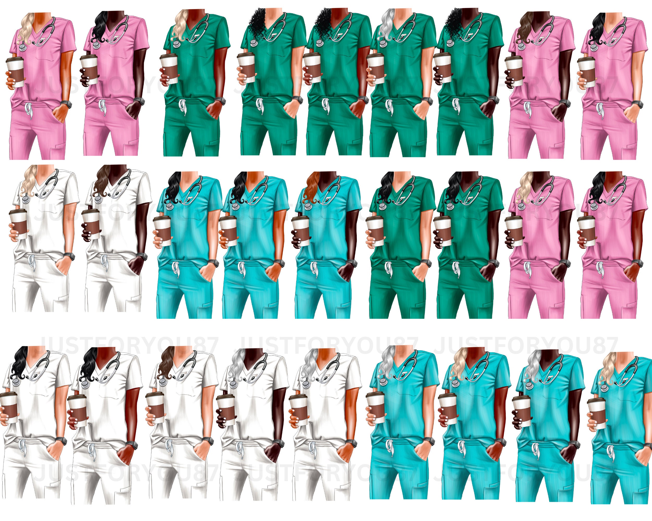 Nurse Clipart Nurse Scrub Clipart Nurse Medical Png African - Etsy UK