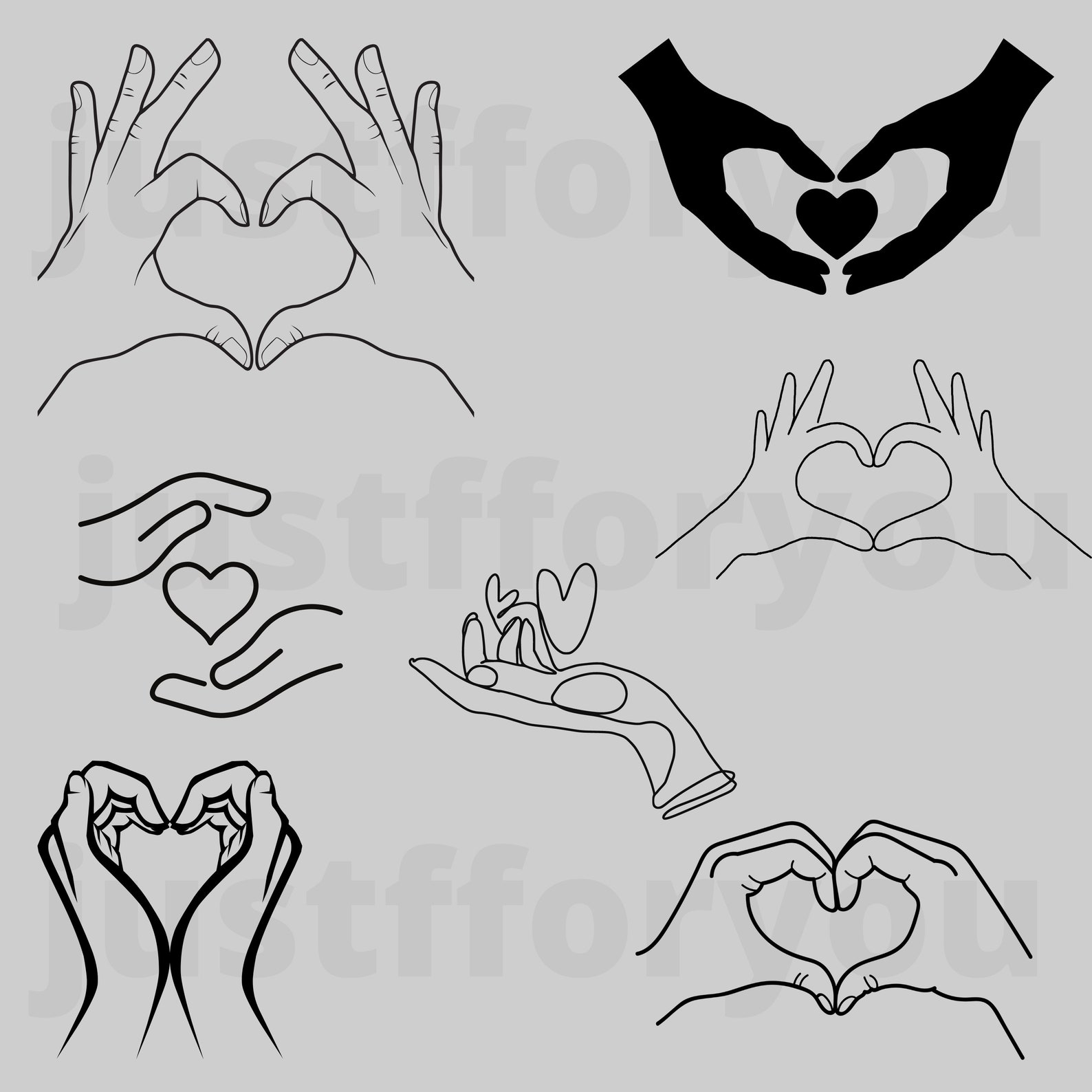 Finger Heart Png Finger Heart Bundle Finger Heart Svg Hands - Etsy