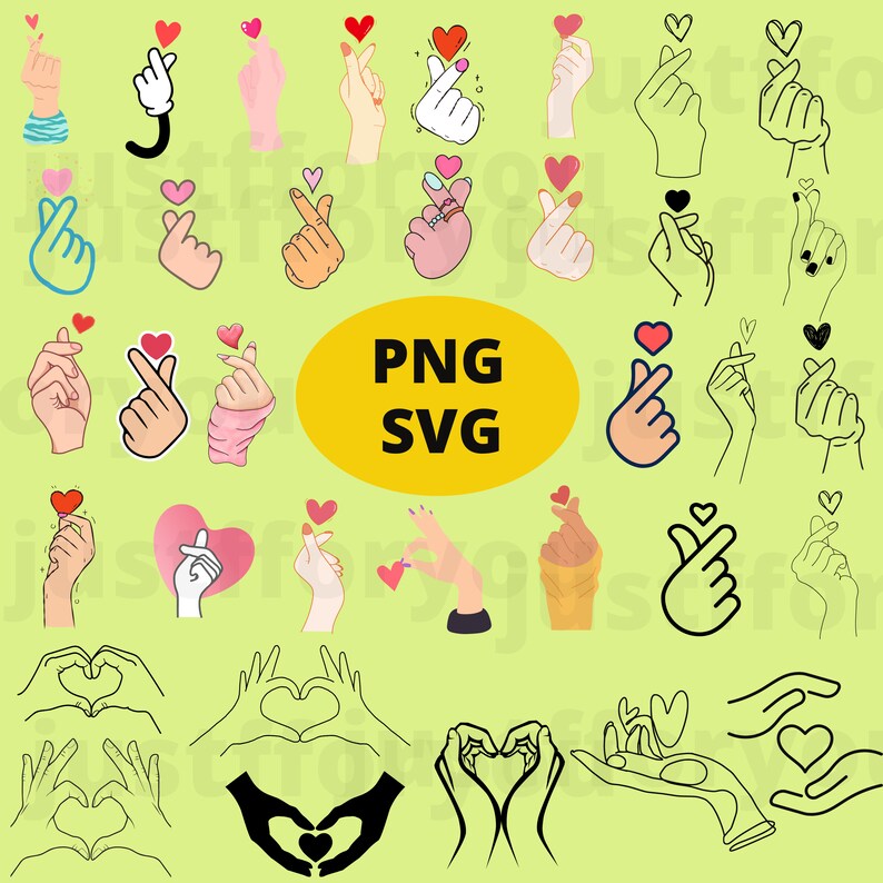 Finger Heart Png Finger Heart Bundle Finger Heart Svg Hands - Etsy