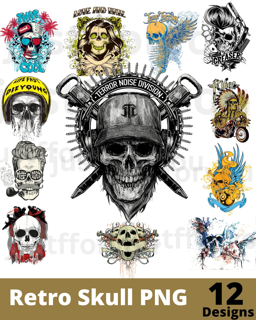 Human Skulls Png, Skulls Png Bundle,skulls Art Png , Retro Skull ...