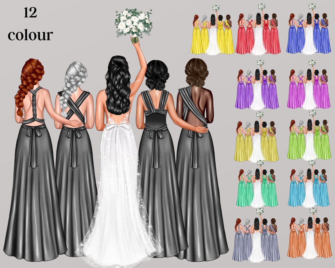 Bridesmaid Drawing,best Friend Clipart, Bridesmaid Gift, Instant ...