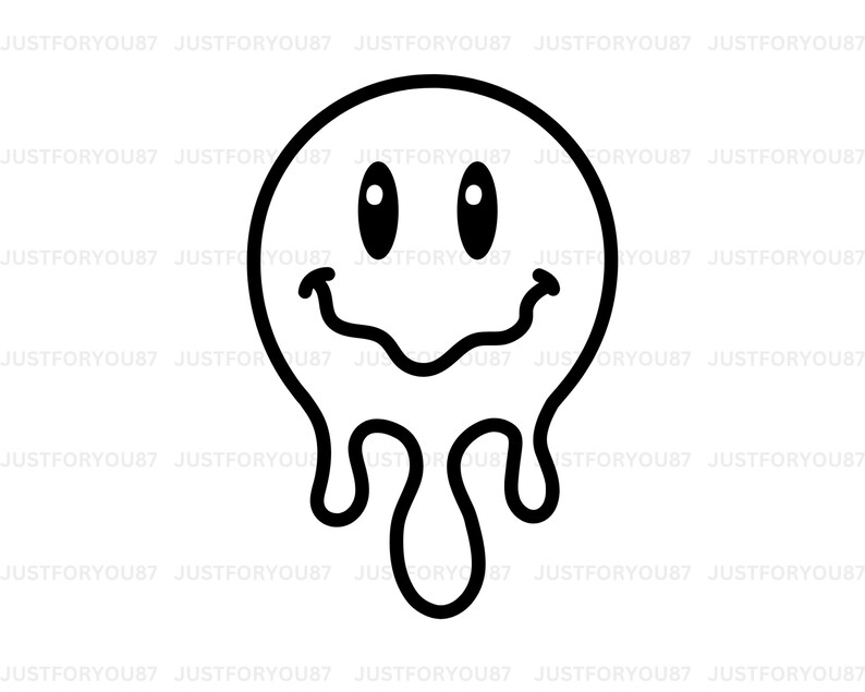 Smiley face svg drippy smiley svg melting smiley png - Etsy México