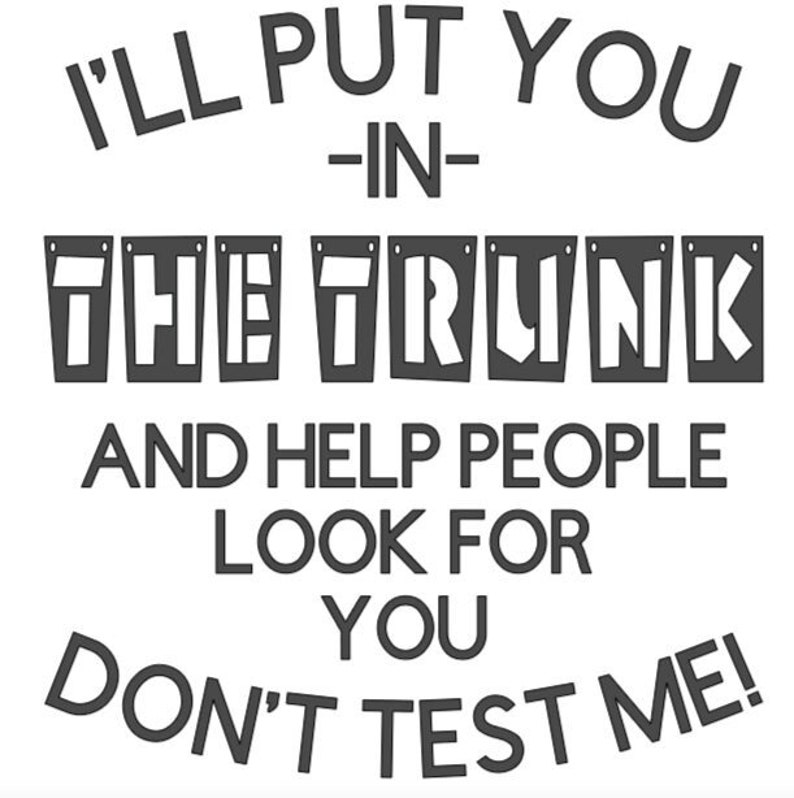 I'll Put You in the Trunk and Help People Look for You Don't Test Me - Etsy